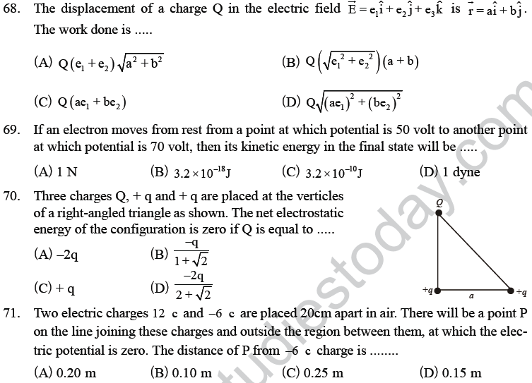 NEET UG Physics Electrostatics MCQs with Answers